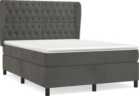Box spring postel s matrací tmavě šedá 140x200 cm samet 3129394