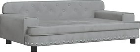 Pelíšek pro psy světle šedý 90 x 53 x 30 cm samet 171869