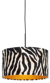 Moderní závěsná lampa černá se stínidlem zebra 35 cm - Combi