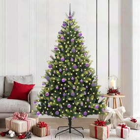 Umělý skládací vánoční stromeček 300 LED Zelená 210 cm PVC a PE 3396006