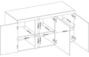 Obývací stěna Rumba + komoda 2F | 270 cm + 148,8 cm | bílá