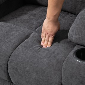 HOMCOM Elektrické polohovací křeslo se stojánkem a masážní funkcí, TV křeslo s funkcí vyhřívání, flanelový vzhled tmavě šedá
