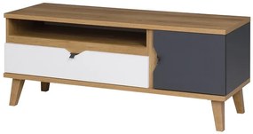 Televizní stolek Memone, dub zlatý/bílá/grafit