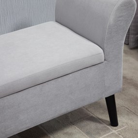HOMCOM Světle šedá čalouněná lavice s úložným prostorem, sametový polyester, kaučukové dřevo, moderní do předsíně a ložnice | Aosom.de