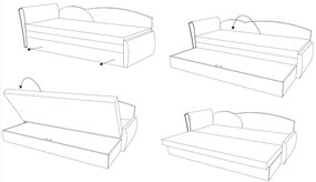 Rozkládací pohovka Agama, modrá / vzor Roh: Orientace rohu Pravý roh