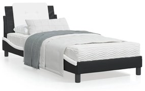 Rám postele s čelem černý a bílý 80 x 200 cm umělá kůže