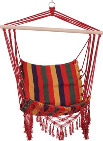 Závěsné křeslo Outsunny s bavlněno-polyesterovou směsí - nosnost 100 kg - závěsné křeslo pro vnitřní a venkovní terasu 100x60x100 cm - vícebarevné | A