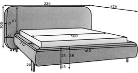 Béžová čalouněná dvoulůžková postel s úložným prostorem s roštem 160x200 cm Pointt – ELTAP