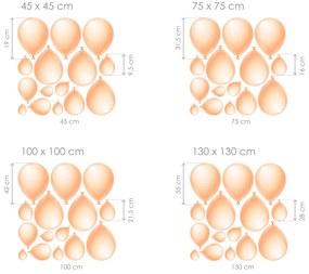 Oranžové nafukovací balónky samolepky na zeď arch 130 x 130 cm