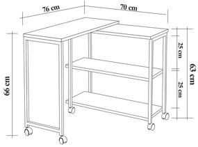 Designový odkládací stolek Edgardo 76-116 cm borovice
