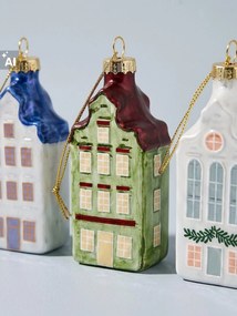 Sinsay - Skleněné vánoční ozdoby ve tvaru činžovních domů 3 pack - vícebarevná