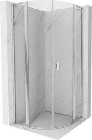 Mexen Mist L, čtvrtkruhový sprchový kout s 2-křídlými dveřmi, 80 x 80 cm, 8mm čiré sklo, chromový profil, 8A32L-080-080-01-00