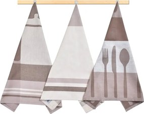 Bellatex Kuchyňské utěrky - sada 3 kusů Hnědá,Béžová,Bílá 50x70 cm