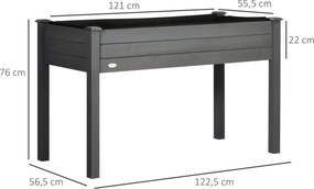 Vyvýšený zahradní záhon Outsunny rozměry 123L x 57W x 76H cm, obsahuje zavlažovací vložky + drenážní textilem, solidní jedlové dřevo | Aosom