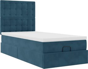 Osmanský rám postele s matracemi tmavě modrá 80x200cm samet 3313581
