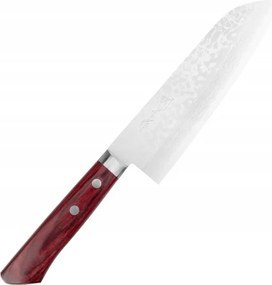 Kunio Masutani VG-10 Damascus Hammered Red Nůž Santoku 17 cm