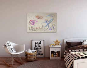 Li-Go "Vesmír" světelný obraz RGB s baterií 90x60cm provedení povrchu: dub světlý