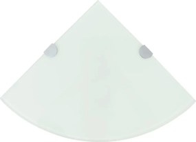 vidaXL Rohová police s chromovými podpěrami sklo 25x25 cm [243858] Barva: Bílá