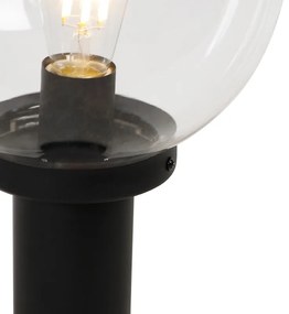 Stojací venkovní lampa černá s čirou koulí 50 cm IP44 - Sfera