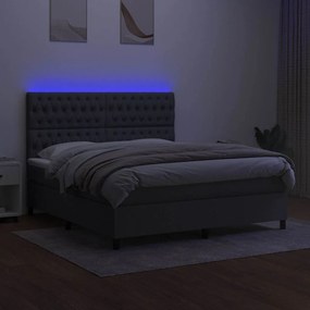 Box spring postel s matrací a LED tmavě šedá 180x200 cm textil 3135134