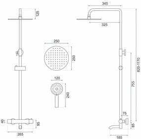 Rea Lungo, sprchová souprava s termostatickou baterií, měděná matná, REA-P8807