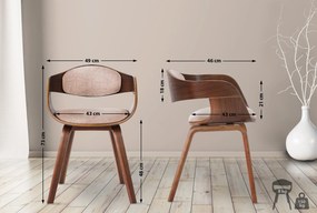 Sada 2 ks židle Kingston látka – ořechová/krémová