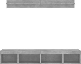 5dílná obývací stěna s LED betonově šedá kompozitní dřevo 3216685