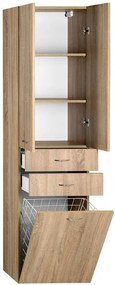 Aqualine ZOJA/KERAMIA FRESH skříňka vysoká s košem 50x184x29cm dub platin 51295