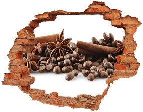 Wallmuralia Nálepka díra na zeď Zrnka kávy skořice 90x70 cm