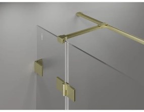 Mexen Lunar T, sklápěcí sprchový kout levý 110 x 110 cm, 8mm čiré sklo, zlatý kartáčovaný - 834T-110-110-55-00-L