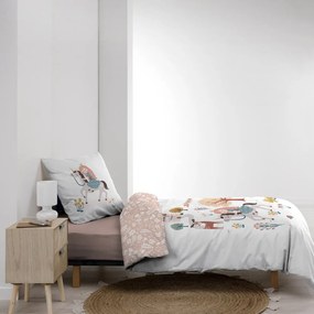 Bílé/růžové bavlněné dětské povlečení na jednolůžko 140x200 cm Lilibelle – douceur d'intérieur
