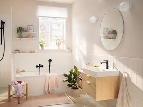 Hansgrohe Rebris S, umyvadlová baterie 110 s odtokovou soupravou s táhlem, CoolStart, EcoSmart, černá matná, 72588670