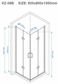 BPS-koupelny Čtvercový sprchový kout HYD-SK08B 80x80 kartáčovaná ocel/transparent - bez vaničky