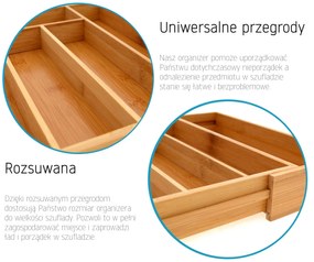 Bluegarden, organizátor příboru do zásuvky z bambusu, hnědá, HOM-00001