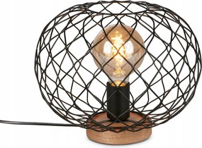 Stolní lampa noční retro loft E27 Černá Dřevo 30 cm do obývacího pokoje