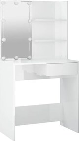 Toaletní stolek sada s LED bílý vysoký lesk kompozitní dřevo 3114111