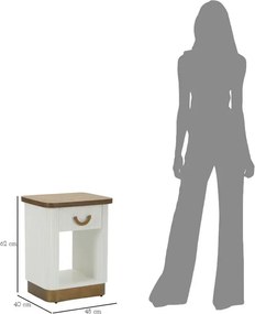 Noční stolek Tolosa 48 cm bílý/jasan