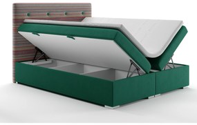 Kontinentální postel 180 cm Rinoletto (tmavě zelená + vícebarevné) (s úložným prostorem). 1020361