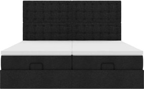 Osmanský rám postele s matrací černý 200x200cm textil 3313743