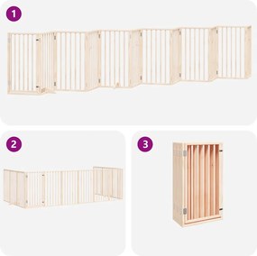 Zábrana pro psy s dvířky skládací 12 panelů 600 cm topol 3155533