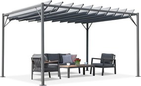 Antracitová pergola Malaga 3x4 m s moskytiérou a závěsy Garden Point