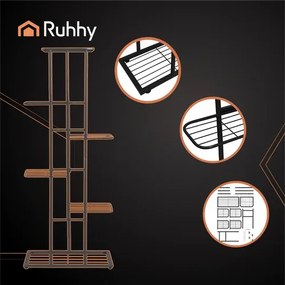 Stojan na květiny Ruhhy - 106 cm - 6 polic - černý