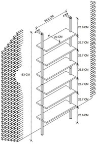 Závěsná police KARIKA 6 borovice/černá