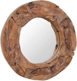 Dekorativní zrcadlo teak 60 cm kulaté 244560
