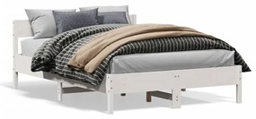 Rám postele s čelem bílý 140 x 190 cm masivní borovice - Default Title