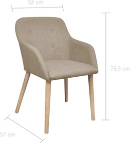 Jídelní židle 6 ks béžové textil a masivní dubové dřevo 270571