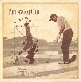 ART-STYLE Obrázek 30x30, golf putting, rám sv. dub - červotoč
