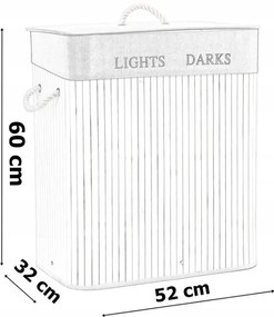 Koš na prádlo 2 přihrádkový 100 l bambusový bílý