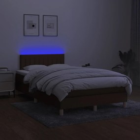 Box spring postel s matrací a LED tmavě hnědá 120x190 cm textil 3270105