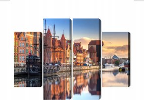 Vícedílný obraz Gdaňsk Východ slunce Canvas Triptych do Obývacího Pokoje 80x60